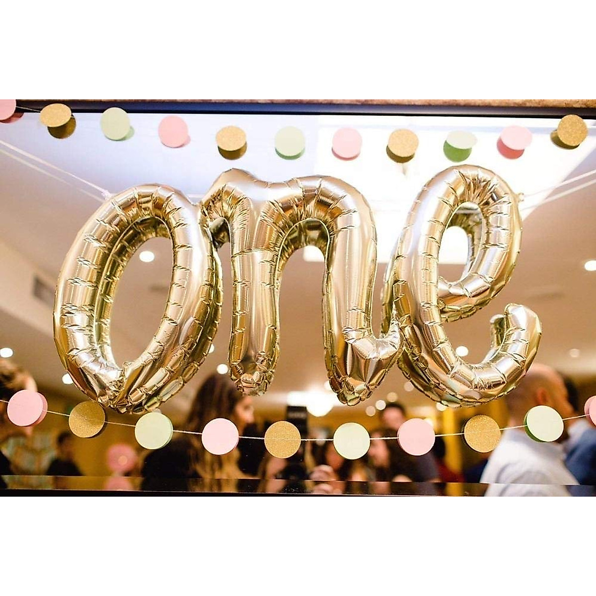 GUGELIVES Hanging Foils Script Balloon “ONE” Word - 30” Classic Gold Air Balloons - Set of 1 Balloon - Perfect for Baby Shower, Happy Birthday or Any Party Decorations
