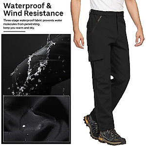 Jessie Kidden Mens Waterproof Hiking Pants, Outdoor Snow Ski Fishing Fleece Lined Insulated Soft Shell Winter Pants (6068 Grey 30)