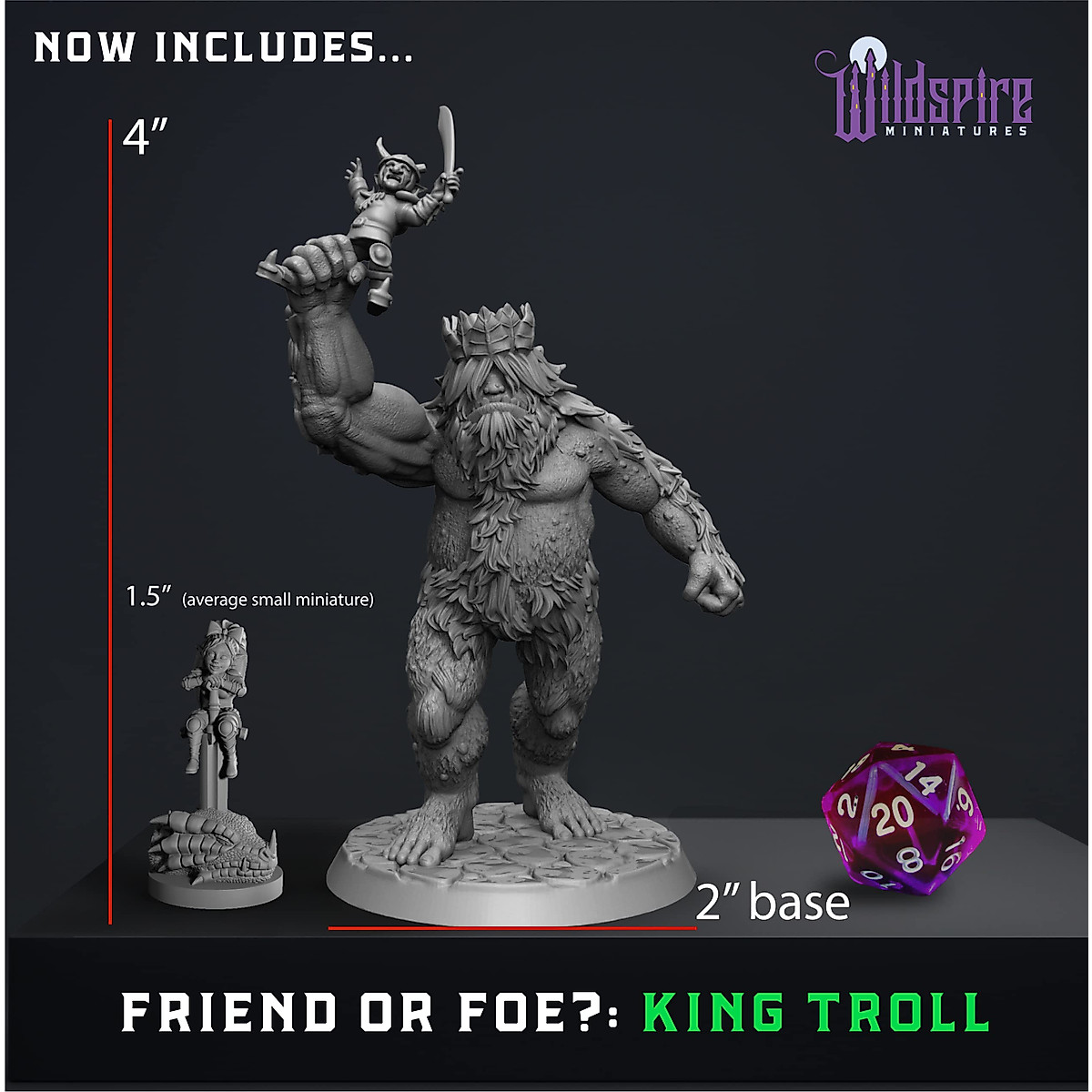 Wildspire Heroes, NPC Animal Companions & Troll King for DND Miniatures Bulk 28mm-32mm DND Minis Dungeons and Dragons Miniatures D&D Miniatures Fantasy Figures Unpainted Pathfinder Miniatures