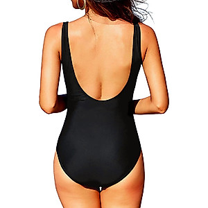 Tempt Me Women One Piece Mesh Swimsuits Tummy Control Swimwear Black M