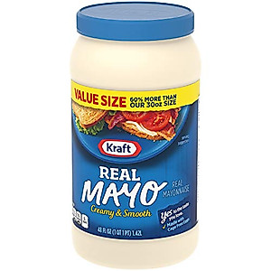 Kraft Real Mayo Creamy & Smooth Mayonnaise - Classic Spreadable Condiment for Sandwiches, Salads and Dips, Made with Cage-Free Eggs, For a Keto and Low Carb Lifestyle, 48 fl oz Jar