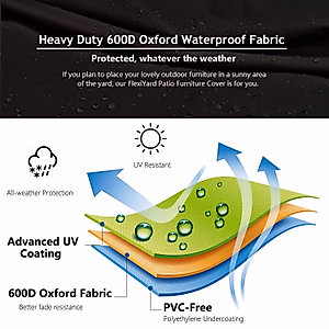 Flexiyard Patio Deck Box Cover, 63x30 Inch Fire Pit Cover with Straps and Handles, Waterproof Heavy Duty Outdoor Furniture Winter Cover for Keter, Suncast, Lifetime Container