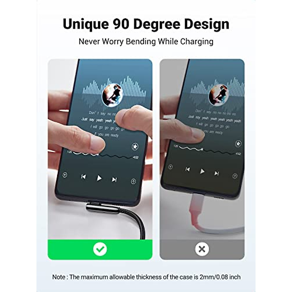 UGREEN USB C Cable Right Angle USB A to USB C Cable Braided Cord Compatible with iPad Pro, Air, Pixel, Galaxy S10 S10+ A13, Honor Note 20, LG V60/50, etc.1.6FT