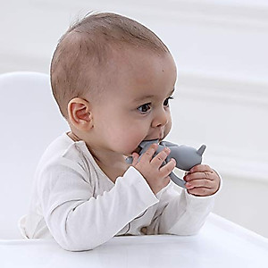 Baby Teether, Pacifier, Food Grade Liquid Silicone Baby Teething Toy, Soft Infant Teether Chew Toy, BPA Free, Multi-Texture Design Cute Elephant Teether, Soft and Sturdy (Gray Elephant)