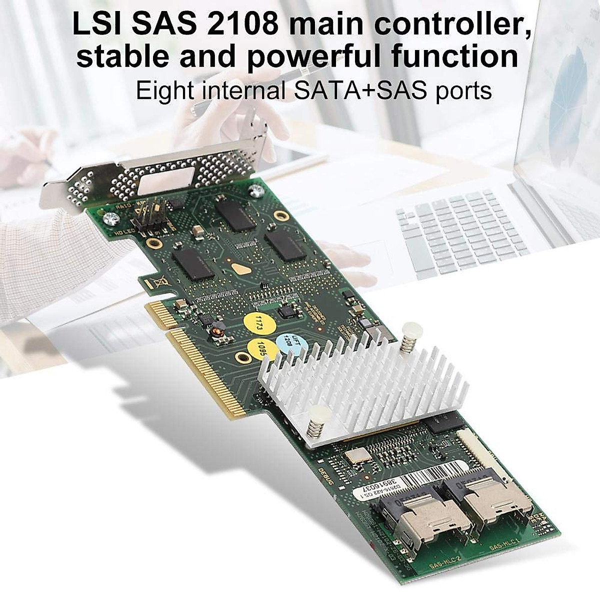 ASHATA SAS Controller 8-Port SATA+SAS Ports SAS2108 SATA/SAS Raid 6Gbs 512M Cache Controller Low Baffle,Support to 32 for SAS SATA Endpoint Devices