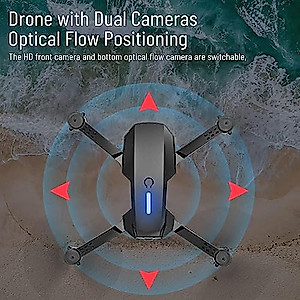 Foldable FPV Drone with 4K Dual Camera for Adults, RC Quadcopter WiFi FPV Live Video, Altitude Hold, Headless Mode, One Key Take Off for Kids or Beginners with 2 Batteries, Carrying Case -Black