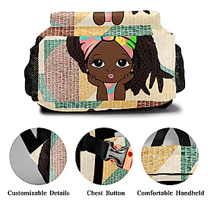 Liveweike African Tribal Afro Girl Personalized Kids Backpack with Name Teen Girl Boy Primary School Travel Bag