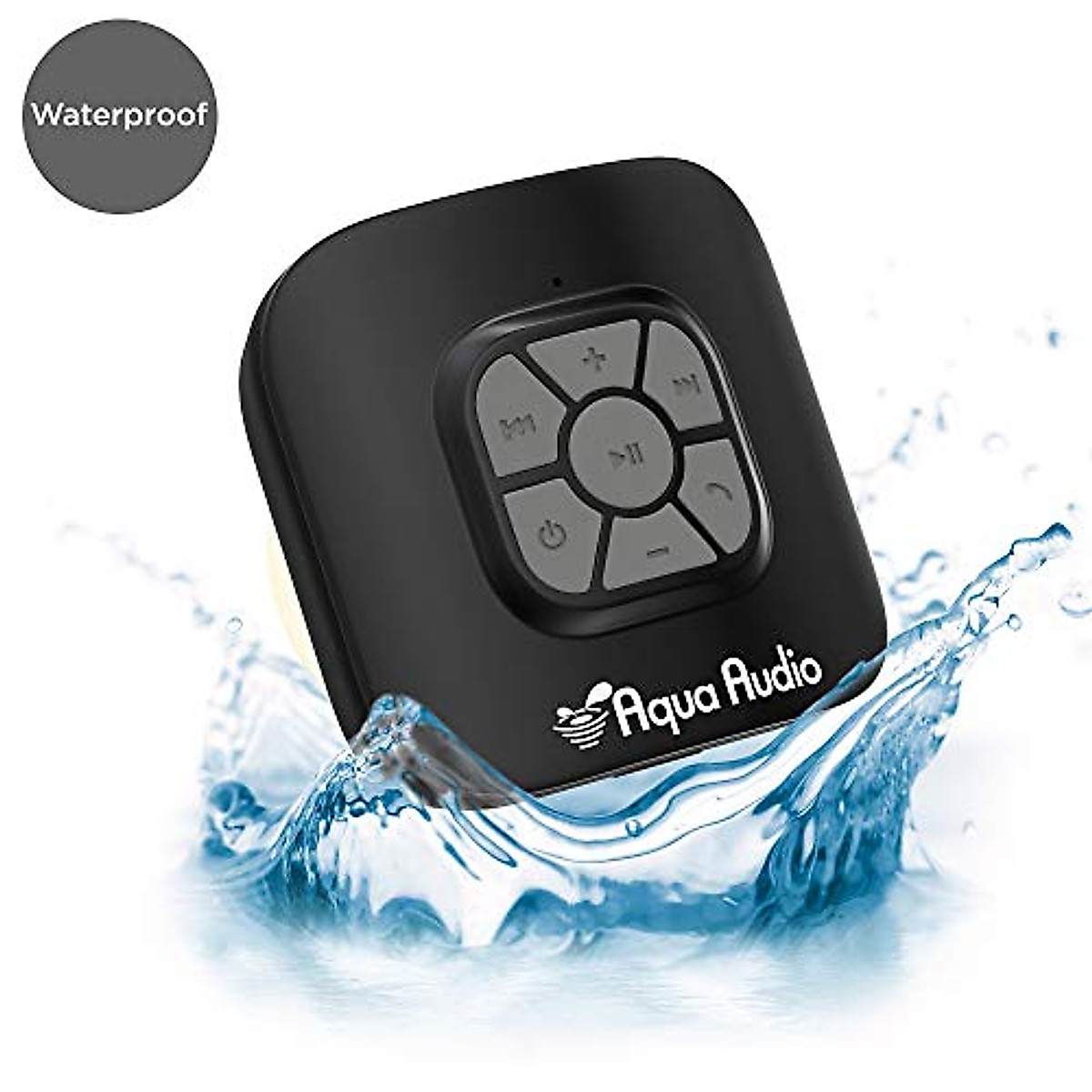 AquaAudio QZ-2Q0H-R3GO Cube Waterproof Bluetooth Wireless Speaker with Suction Cup and Built-in Mic for All Bluetooth Media Devices (Black)