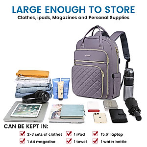 LOVEVOOK Laptop Backpack for Women, Water Resistant Travel Work Backpacks Purse Stylish College Bookbag Business Teacher Nurse Computer Bag with USB Charging Port, Fits 15.6" Laptop