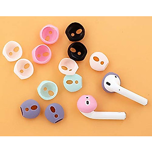 IiEXCEL [ Fit in Case ] 6 Pairs Thin Replacement Eartips Slim Gel Earbuds Ear Tips Skin Accessories Compatible with AirPods 1 and 2 [Fit in Charging Case] 6 Multicolor