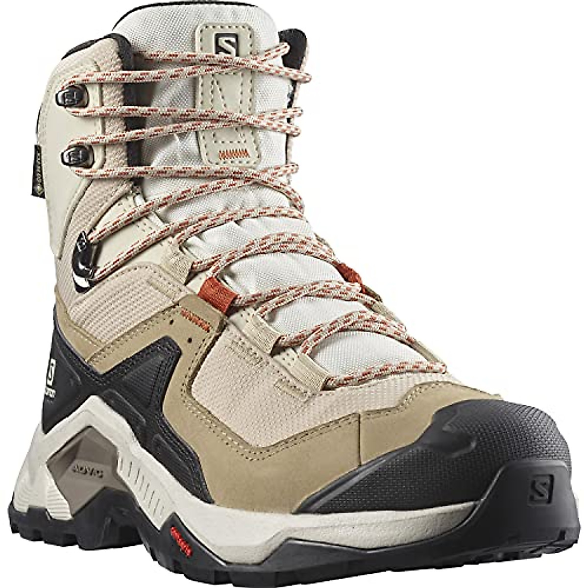 Salomon Quest Element Gore-TEX Hiking Boots for Women, Safari/Vanilla Ice/Mecca Orange, 10