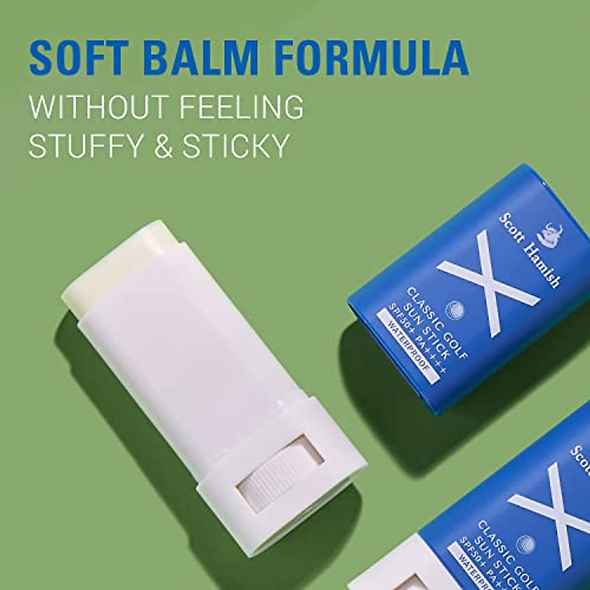 Scott Hamish Classic Golf Sun Stick SPF50+ PA++++ UVA/UVB Sunscreen Stick with Vitamin C – Water Resistant & Intensive Sunblock Stick to Hydrate & Smoothen Wrinkles - No White Cast, Non-Greasy, 0.63oz.