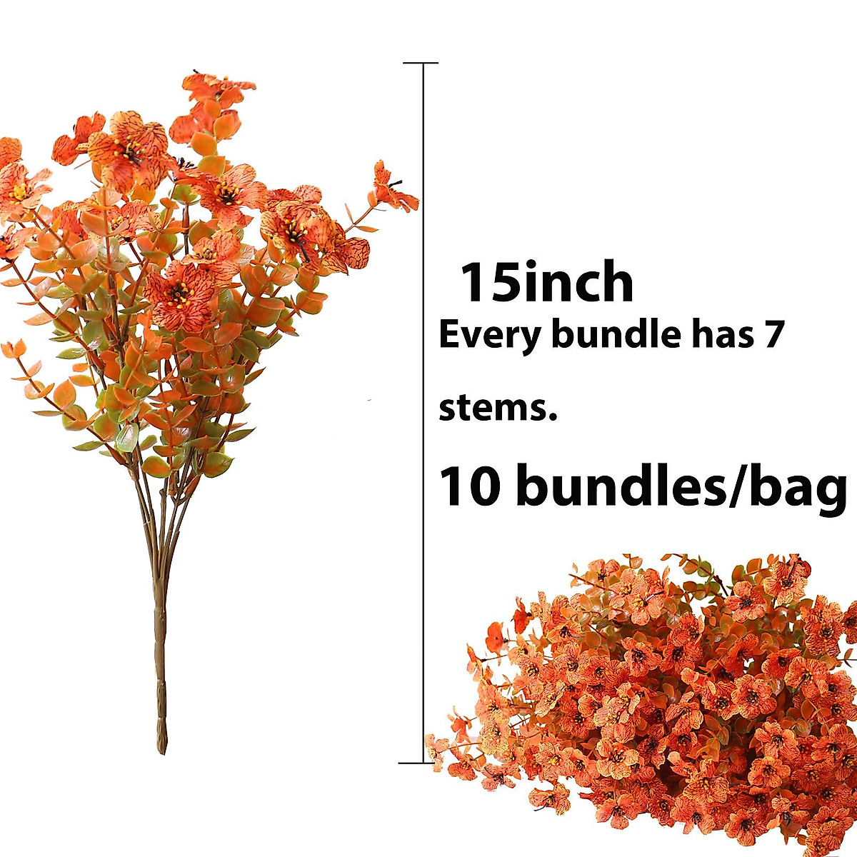 Gormiya 10 Bundles Bulk Outdoor Fall Artificial Fake Flowers UV Resistant Autumn Plastic Faux Hanging Greenery Plants for Backyard Window Box Porch Patio Garden Home Decor