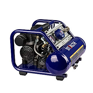 STEALTH Ultra Quiet Portable 1 Gallon Air Compressor, 1/2HP Max 125 PSI, Induction Motor, 0.8 CFM@90PSI, 1.3 CFM@40PSI, Oil-Free Maintenance Free Light Weight Electric Air Tools, SAUQ-1105