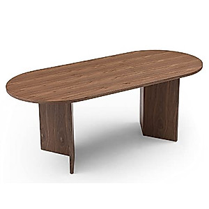 kevinplus 78'' Mid Century Modern Dining Table for 6, Oval Wooden Dining Table Dinner Table for Kitchen Living Room Office, Easy Assembly, Walnut
