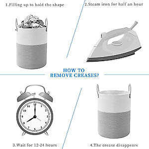 Large Laundry Basket Woven Cotton Rope Laundry Hamper 15" x 19.6" Woven Baby Laundry Basket for Blankets Toys Storage Basket Natural cotton thread clothing sorting basket