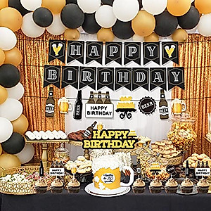 Beer Birthday Party Decorations, Cheers and Beers Happy Birthday Party Banner Balloons Decorations Aged to Perfection Birthday Party Supplies for Men 30th 40th 50th Beer Birthday Party Decorations