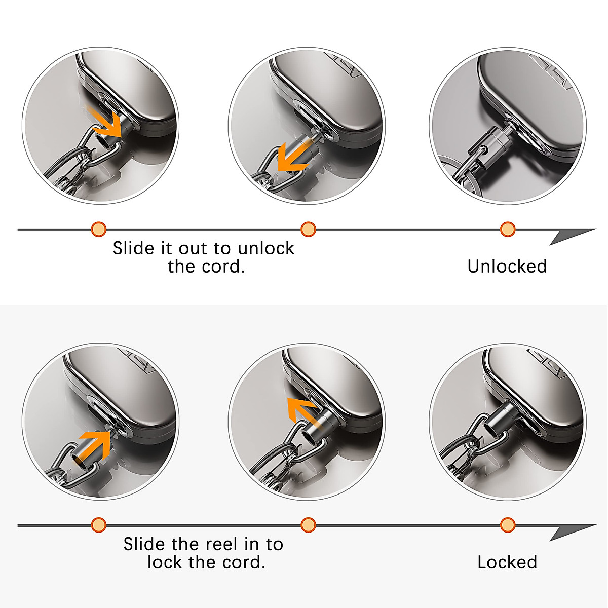 ELV Self Retractable ID Badge Holder Key Reel, Heavy Duty Metal Body, 30 Inches Upgraded Dyneema Cord, Carabiner Keychain with Belt Clip, Hold Up to 15 Keys and Tools