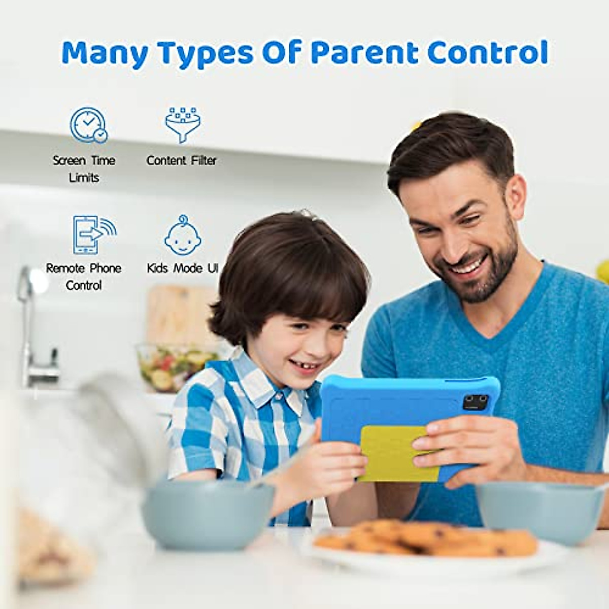 Cheerjoy Kids Tablet 7 inch,Android 12 Tablet for Kids,32GB ROM 128GB Expand,Parental Control,Kids Software Pre-Installed, Dual Camera,Android Learning Tablet with Proof Case for Toddlers (Blue)