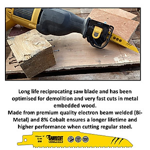 10 x SabreCut SCRS610DF_10 5 15/16" (150mm) 6 TPI S610DF Fast Wood and Metal Cutting Reciprocating Sabre Saw Blades Compatible with Bosch Dewalt Makita and many others