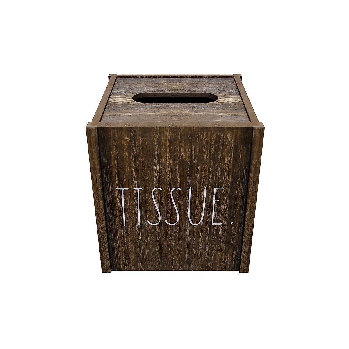 Rae Dunn Tissue Box Cover - Home and Bathroom Decor Accessories - Dark Brown Wood Tissues Cube Dispenser for Countertop, Desk, Dresser, Vanity, Bedroom, Kitchen, Office and Any Room of The House