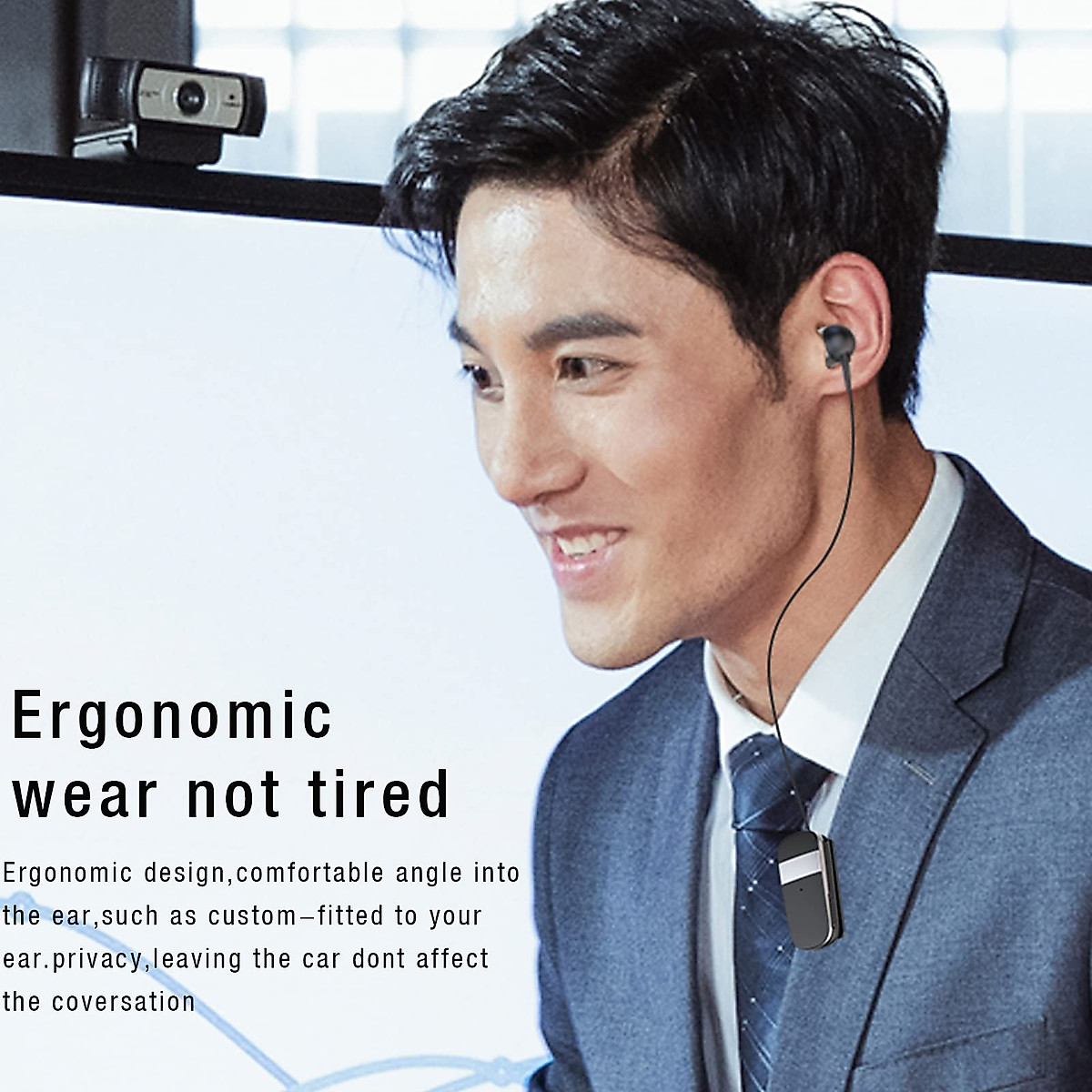 Lymoc Retractable Bluetooth Earpiece, Single Earbuds Wireless Headsets Handsfree for Cell Phone Noise Cancelling Bluetooth V5.0 for Office Trucker Driver Running