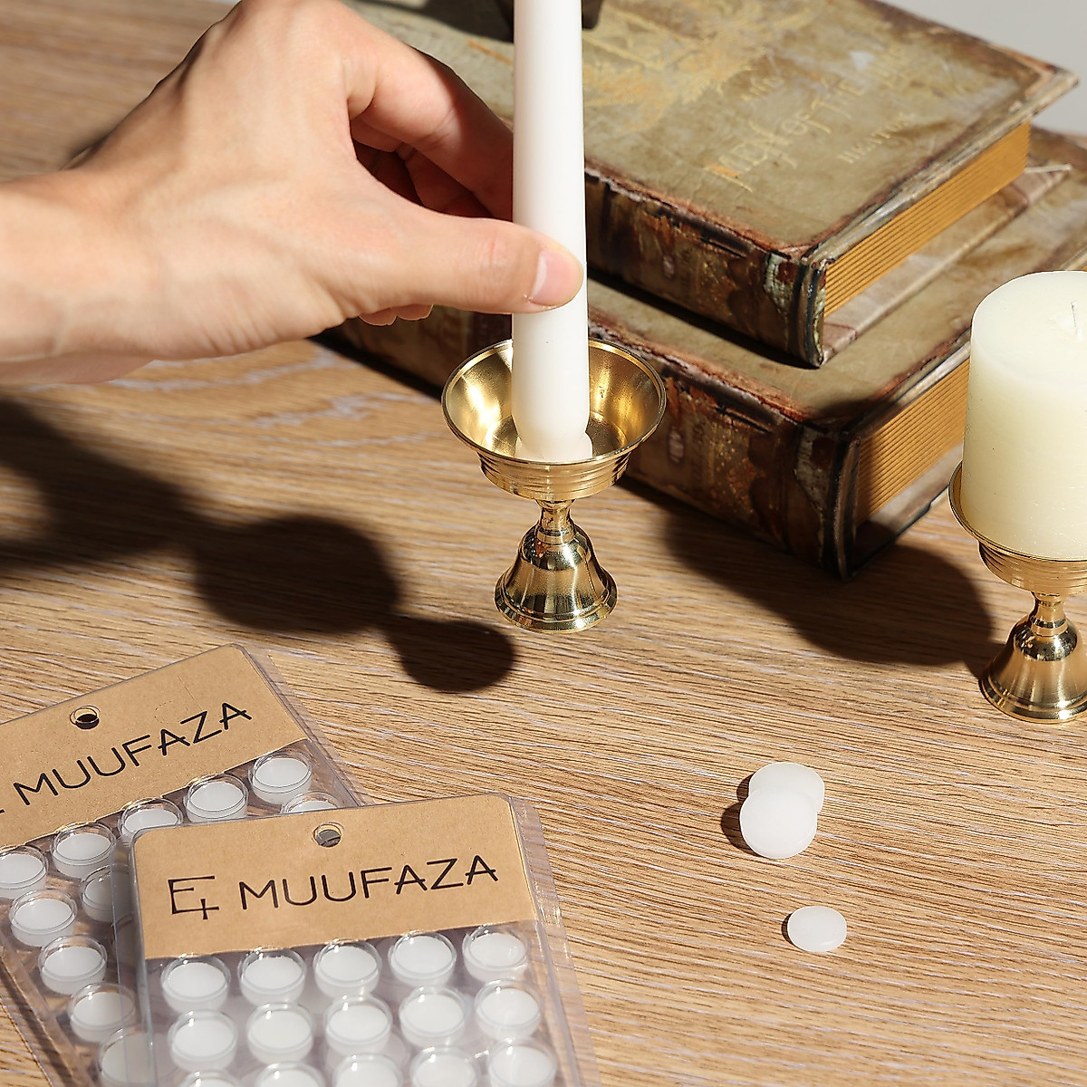 MUUFAZA Wax Dots for All Size Candles and Candle Holders,Candle Adhesive,Candle Sticky dots, Candle Accessories - (1 Pack,28 Dots)