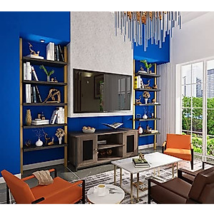 DKLGG 5-Tier Book Shelf Rack Against The Wall, Tall Ladder Shelf Wooden Bookcase Metal Frame Storage Plant and Flower, Single Standing Bookshelf Ladder ​for Living Room, Bedroom, Balcony, Home Office