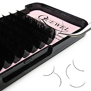 QUEWEL Eyelash Extensions 0.15mm C Curl Mix 8-15mm Supplies Matte Black Individual Eyelashes Salon Use|0.03/0.05/0.07/0.10/0.15/0.20mm C/D Single 8-18mm Mix 8-15mm/10-15mm|（0.15 C Mix8-15mm）