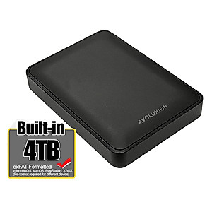 Avoluxion X1 4TB USB 3.0 Portable External Hard Drive for PC, Mac, PlayStation & Xbox (Black) - 2 Year Warranty