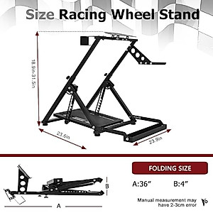Marada G920 Steering Wheel Stand with Seat Slot Cup Holder Fit for Logitech Thrustmaster Moza G923 G27 G29 G920 T248 T300RS R5 Adjustable Foldable Racing Stand, without Wheel Pedal Handbrake
