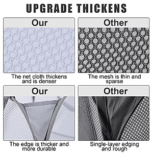 Kimmama Large Collapsible Mesh Laundry Basket,Foldable Pop Up Laundry Hamper with Side Pocket,Removable Clothes Storage Bin with Handle for Laundry Room,College Drom,Bathroom,Kid Room,Travel,95L