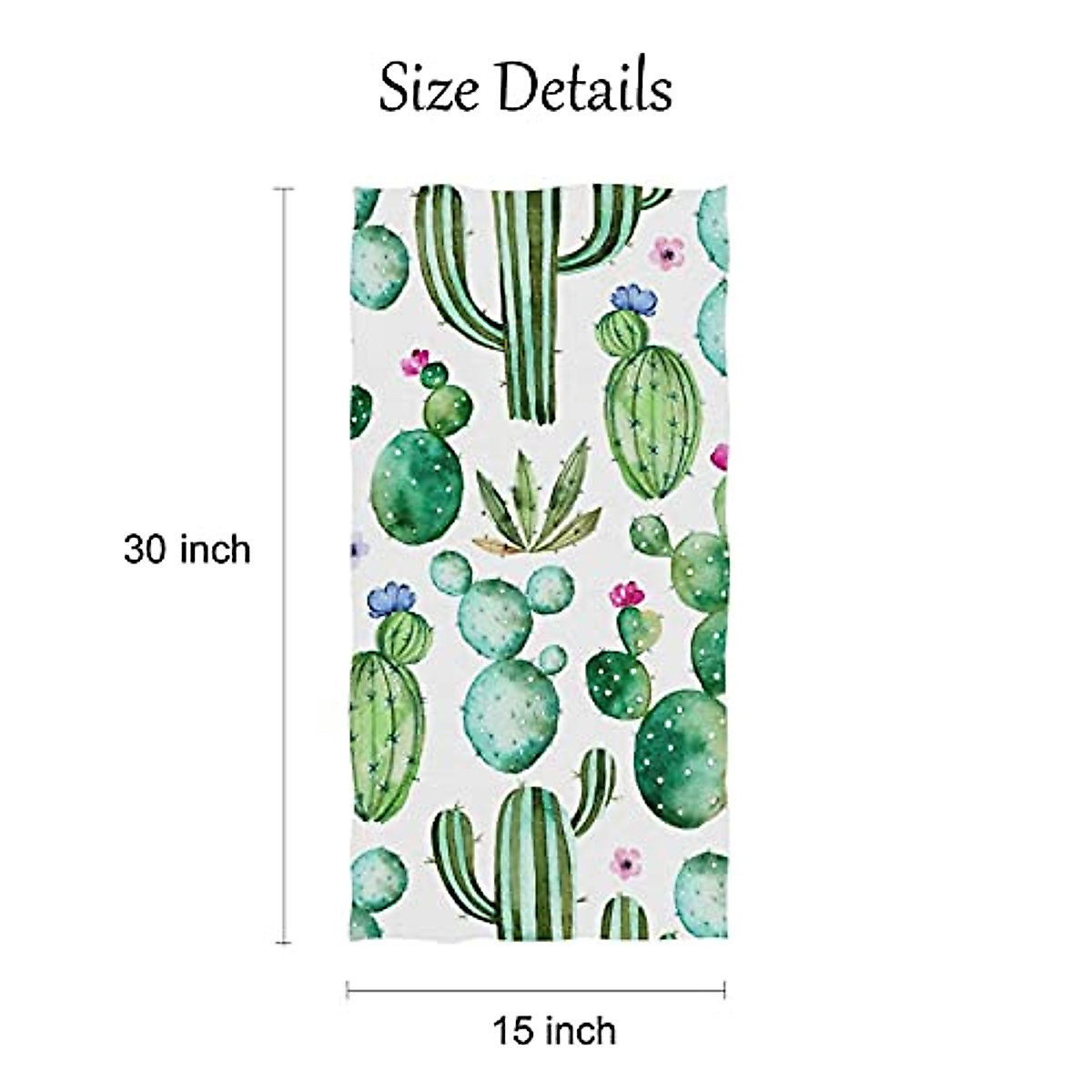 Cooper girl Watercolor Cactus Flowers Hand Towel Cotton Bathroom Towel for Hand Face Gym Spa