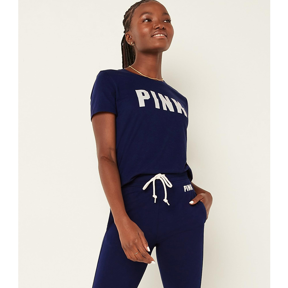 Victoria's Secret Women's Short Sleeve T-Shirt, Women T Shirt, Logo Navy, S