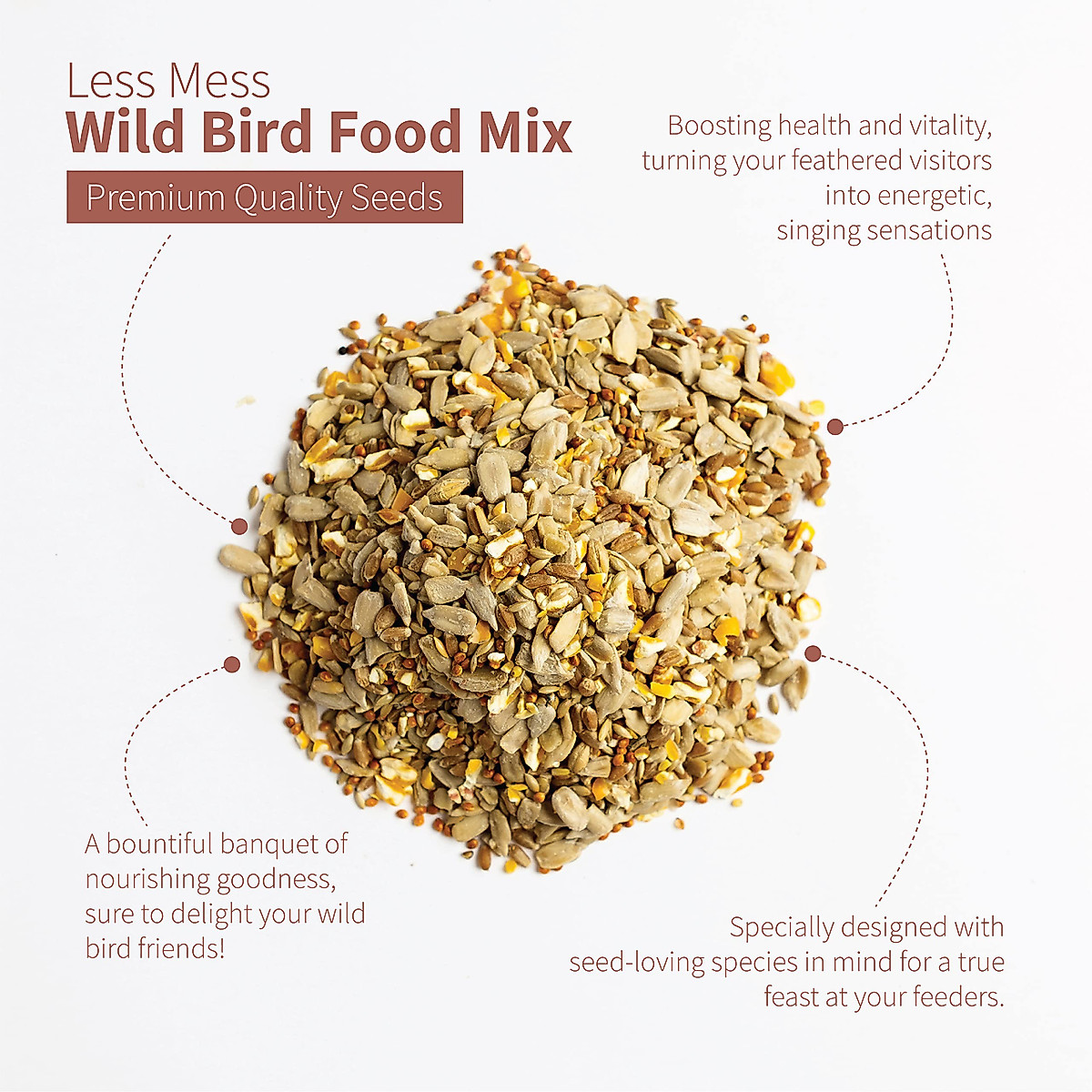 Gourmet Less Mess Wild Bird Food Mix (6 LBS) (No Mess) Blend for Cardinals, Chickadees, Nuthatches, Woodpeckers and Songbirds