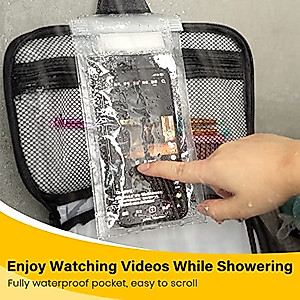 Shower Bag with Phone Pocket Holder, Extra Large Portable Hanging Mesh Shower Bathroom Tote Caddy for College Dorm, Travel, Gym, Camping, Quick Dry Shower Carrier for Women Men