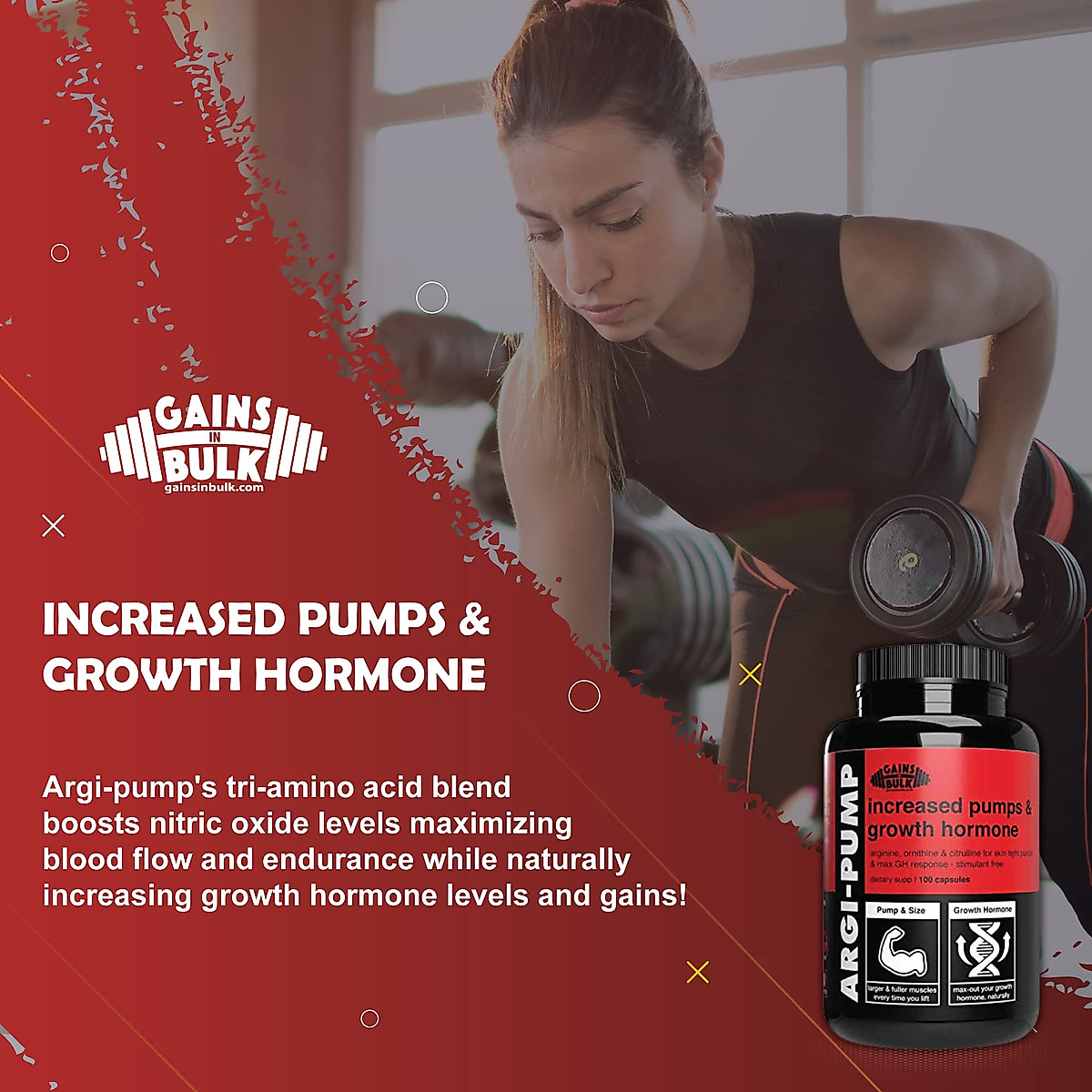 Gains in Bulk, L-Arginine Nitric Oxide Supplement Booster with L-Citrulline and L-Ornithine for Best Pumps, (3150mg) Highest Pills Dose for Best Vascularity Sports Workout and Muscle Gains for Men