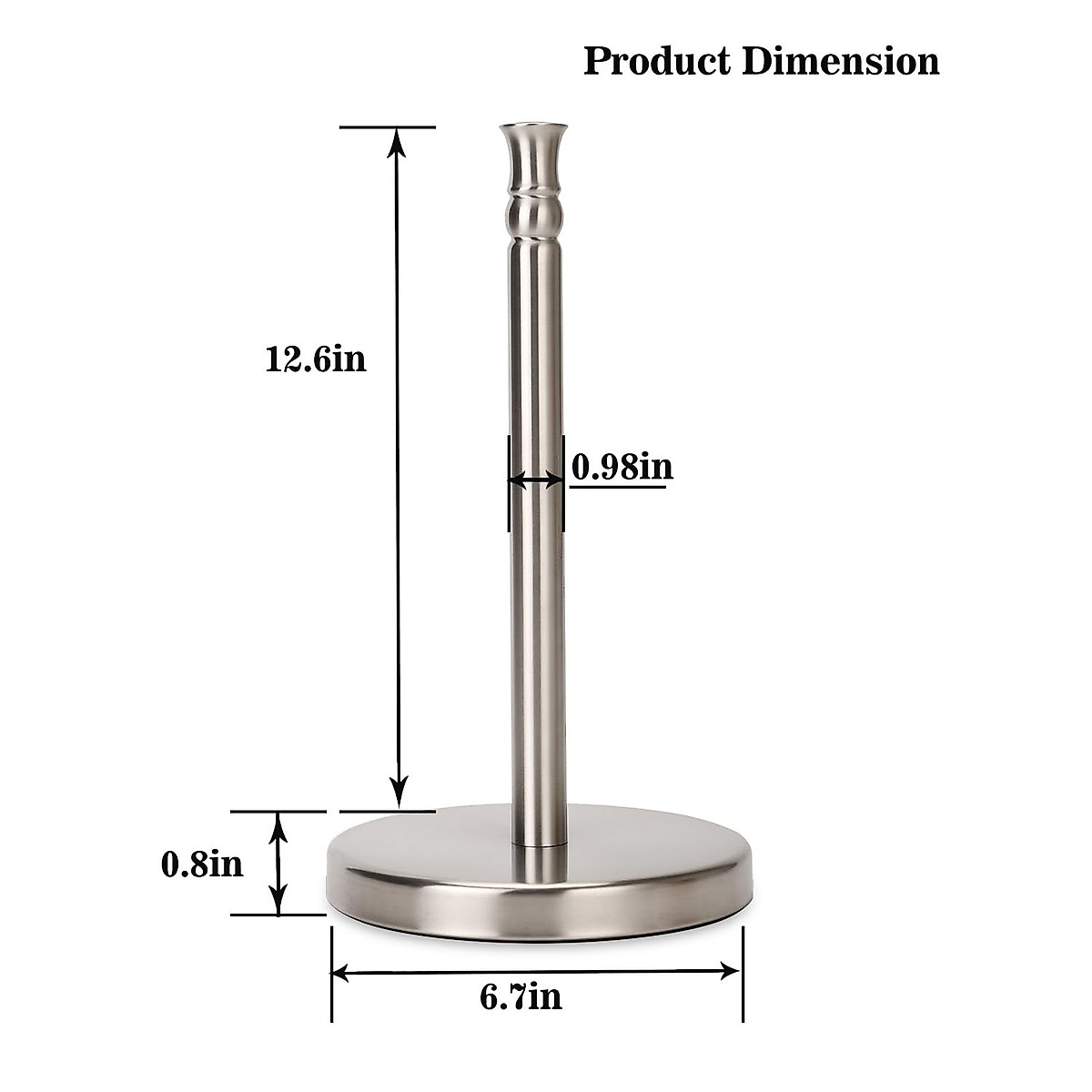 Paper Towel Holder Countertop, Stainless Steel Heavy Base (3LBS in Weight, and 7.5inch in Diameter) , Paper Towel Rack, Ripping Paper Towel Off One-Handed, No Wobbly (Brushed Nickel)