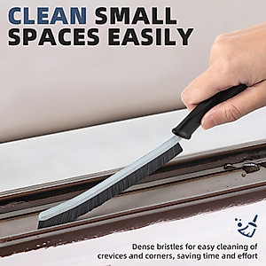 FOOGWEE Hard Bristle Crevice Cleaning Brush - Cleaning Tools for Household Use, Multifunctional Gap Cleaning Supplies for Kitchen, Bathroom, Toilet, Window, Vehicle, Faucets, Grout, Home (Black)
