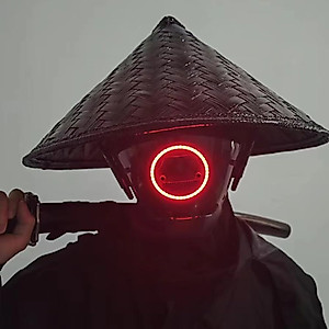 KYEDAY Punk Mask Cosplay for Men, LED Round Light Mask for Women Cosplay Halloween Fit Party Music Festival Accessories (Red)