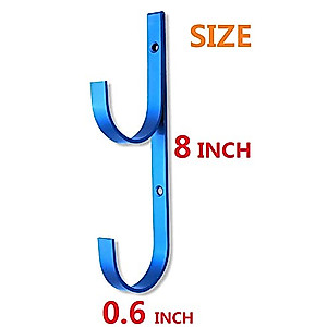 Flowerbeauty Pool Pole Hanger Premium Aluminium Holder Set, Ideal Hooks for Telescopic Poles, Skimmers, Leaf Rakes, Nets, Brushes, Vacuum Hose, Garden Tools and Swimming Pool Accessories (4, Blue)