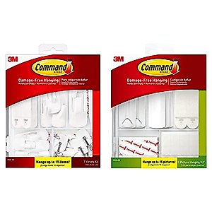 Command General Purpose Variety Kit, Hangs Up to 19 Items, Organize Damage-Free & Picture Hanging Kit, Indoor Use, Hangs up to 15 Pictures