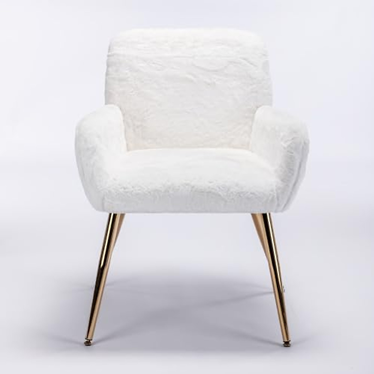 Boho High Chair, Sofa Recliner Chair 2PCS Fur Foam White Seat Height 18.8" Living Room Bedroom Dining Rooms Garden Patio Chairs for Women