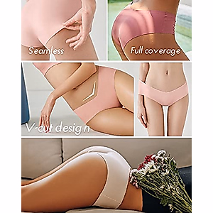 ROSYCORAL Women’s Seamless Bikini Panties Soft Stretch Invisibles Briefs No Show Hipster Underwear cheeky 9 pack XS-L (L)