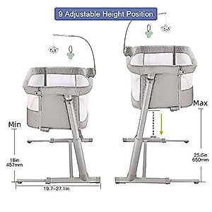 RONBEI Baby Bassinet, Bedside Sleeper Baby Bed Cribs,Baby Bed to Bed, Newborn Baby Crib,Adjustable Portable Bed for Infant/Baby Boy/Baby Girl (Bassinet)