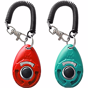 HoAoOo Pet Training Clicker with Wrist Strap - Dog Training Clickers (New Red + Bluegreen)