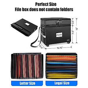 DEEGO Rolling File Box, Fireproof Document Box with Wheels Multi-Layer Water-Resistant File Organizer Portable file Cabinet Document Safe filing box for Home Office for Hanging Letter/Legal Folder