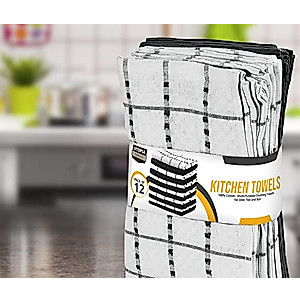 Utopia Towels Kitchen Towels, 15 x 25 Inches, 100% Ring Spun Cotton Super Soft and Absorbent Black Dish Towels, Tea Towels and Bar Towels, (Pack of 12)
