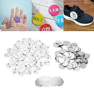 100 Sets Blank Button Making Supplies, DIY Pin Back Button Parts for Button Maker Machine Round Badge Pin Button, Includes Metal Cover, Plastic Button Back Cover, Clear Film(44mm/50mm)(50mm /1.97in)