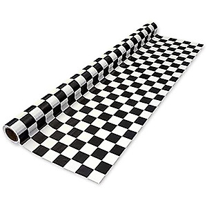 Checkered Table Roll (black & white) Party Accessory (1 count) (1/Pkg)